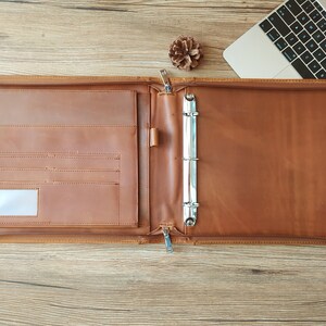 Custom 3 Ring Check Binder Portfolio -leather Check Binder With Zipper ...