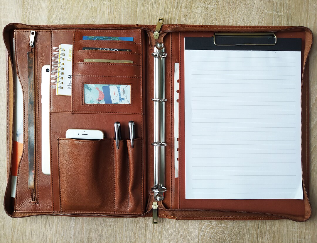 Aktenmappe aus Leder mit A4 / letter Größe Notizblock Halter - Etsy.de