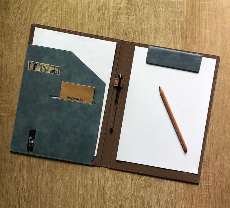 Personalized Vegan Slim Leather Portfolio Custom Padfolio - Etsy