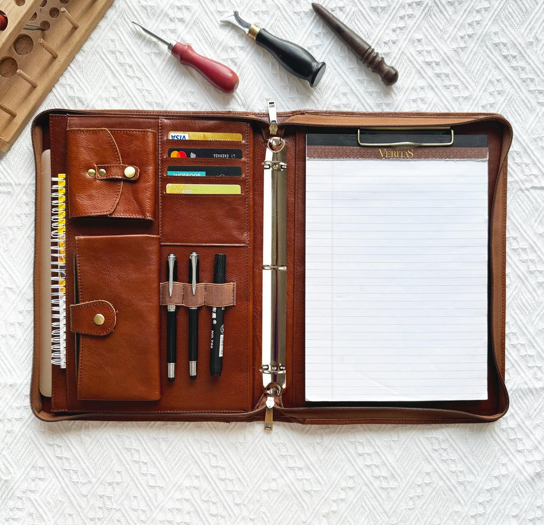 Custom Portfolio, Leather Portfolio With Handle, Letter Size Padfolio ...