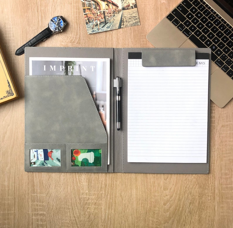 Personalized Vegan Slim Leather Portfolio Custom Padfolio - Etsy