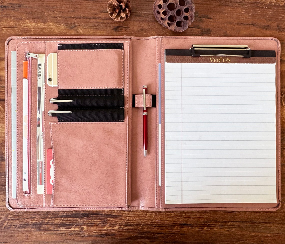 Engraved Leather Portfolio, Portfolio for Women A4 Portfolio, Pink ...