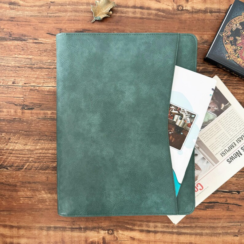Engraved Leather Portfolio, Vegan Leather Portfolio for Men, A4 ...