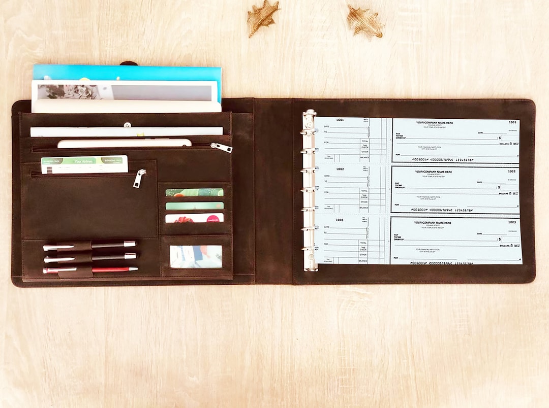 Custom 7 Ring Check Binder Portfolio, Leather Binder Business Organizer ...