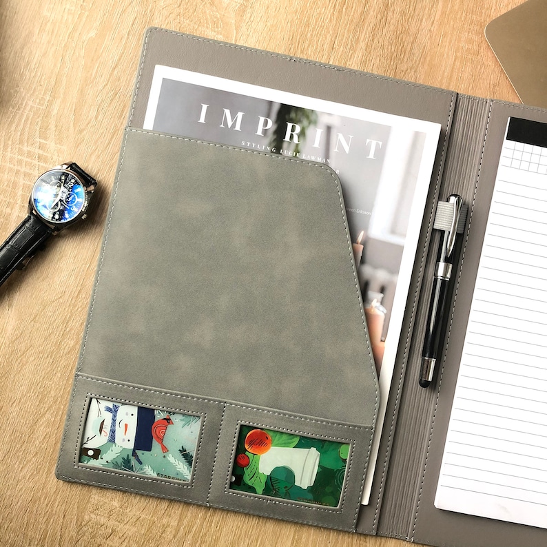 Personalized Vegan Slim Leather Portfolio Custom Padfolio - Etsy