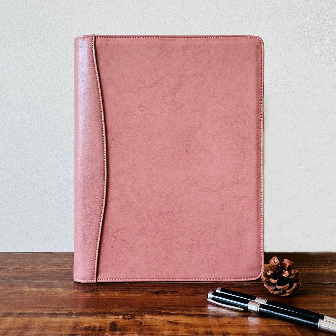 Engraved Leather Portfolio, Portfolio for Women A4 Portfolio, Pink ...
