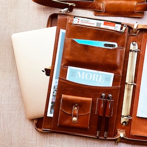 Portfolio With Strap, Leather Portfolio With Handle, 8.5*14 Legal Size ...