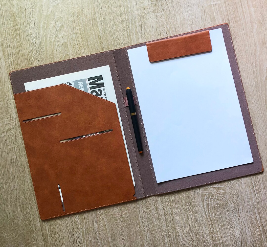 Personalized Vegan Slim Leather Portfolio, Custom Padfolio Folio for ...