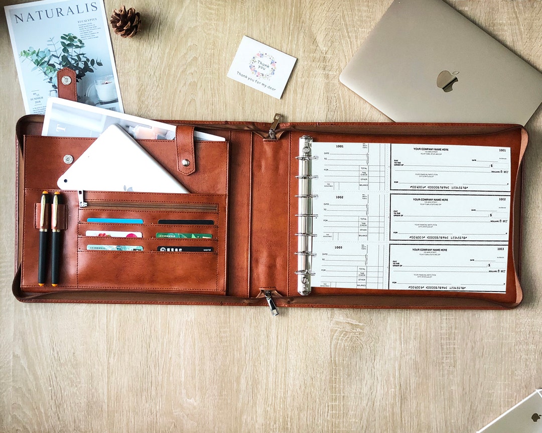 Custom 7 Ring Check Binder Portfolio With Handle Vegan Leather Binder ...