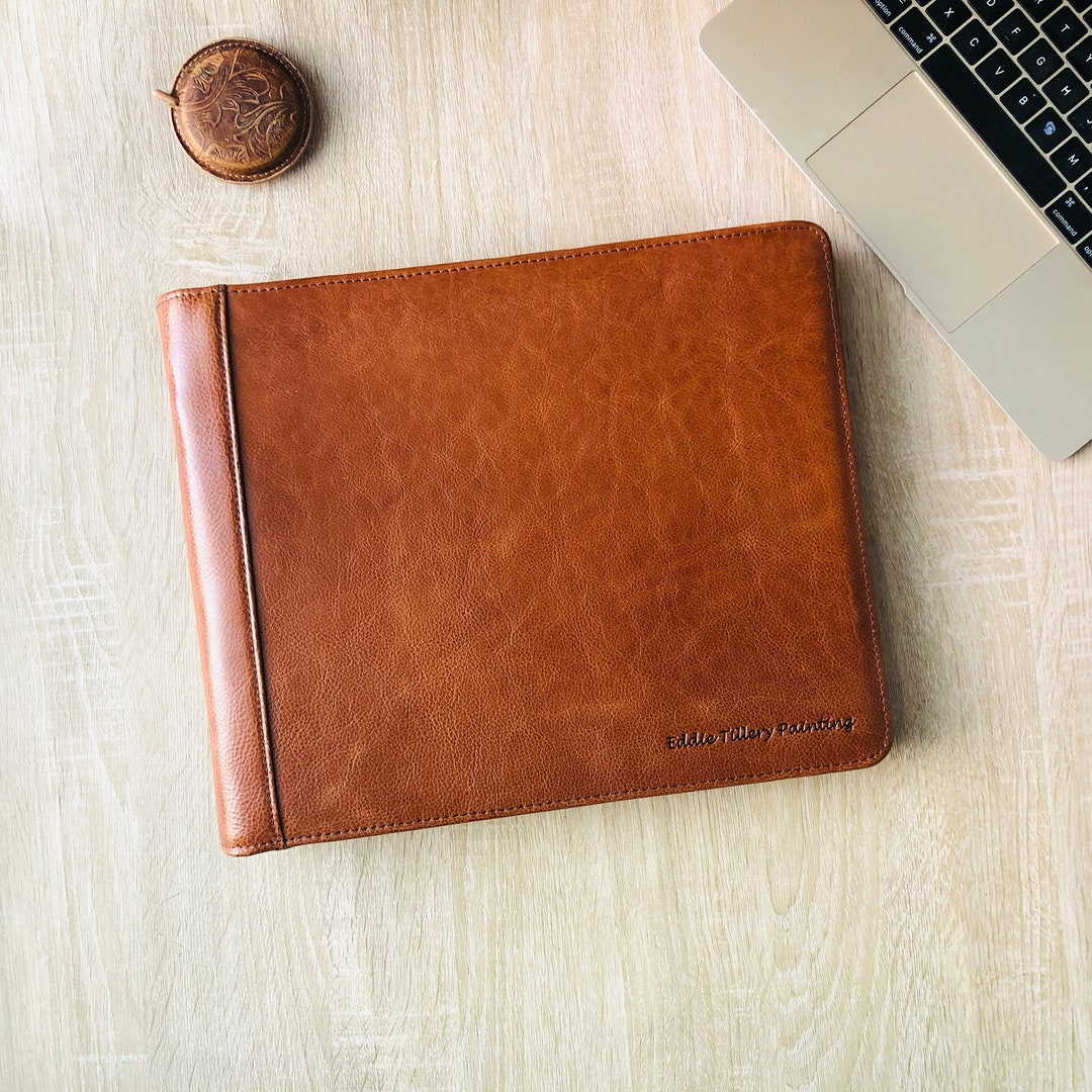 Custom 3 Ring Check Binder Portfolio, Leather Check Binder With Zipper ...