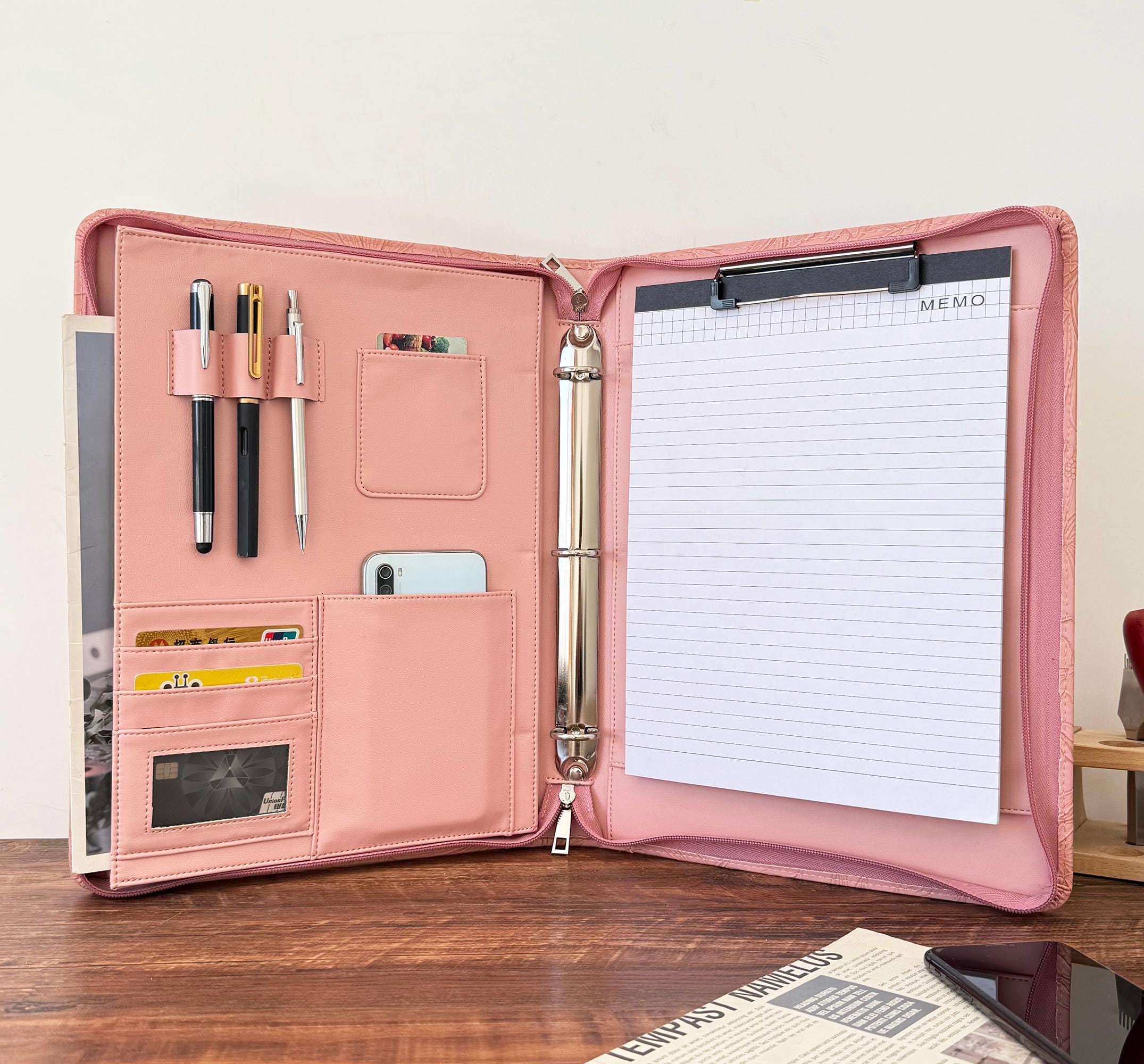 Custom Portfolio for Women, Engraved Vegan Leather 3 Ring Binder, A4 ...