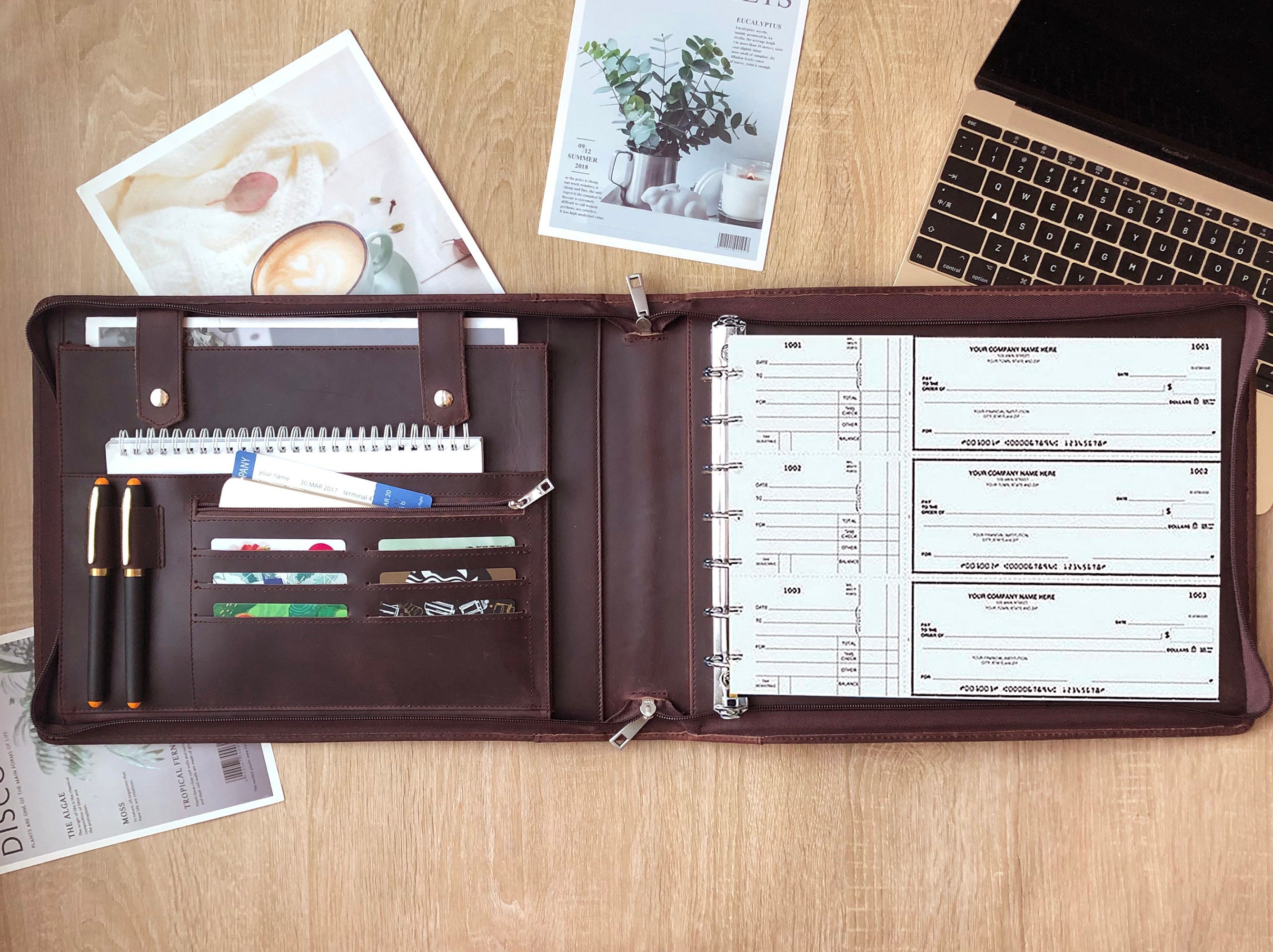 Portfolio Folder 7-Ring Black Business Check Binder For Checkbooks ...