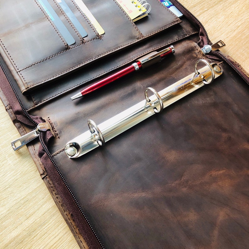 Custom 3 Ring Check Binder Portfolio -leather Check Binder With Zipper ...
