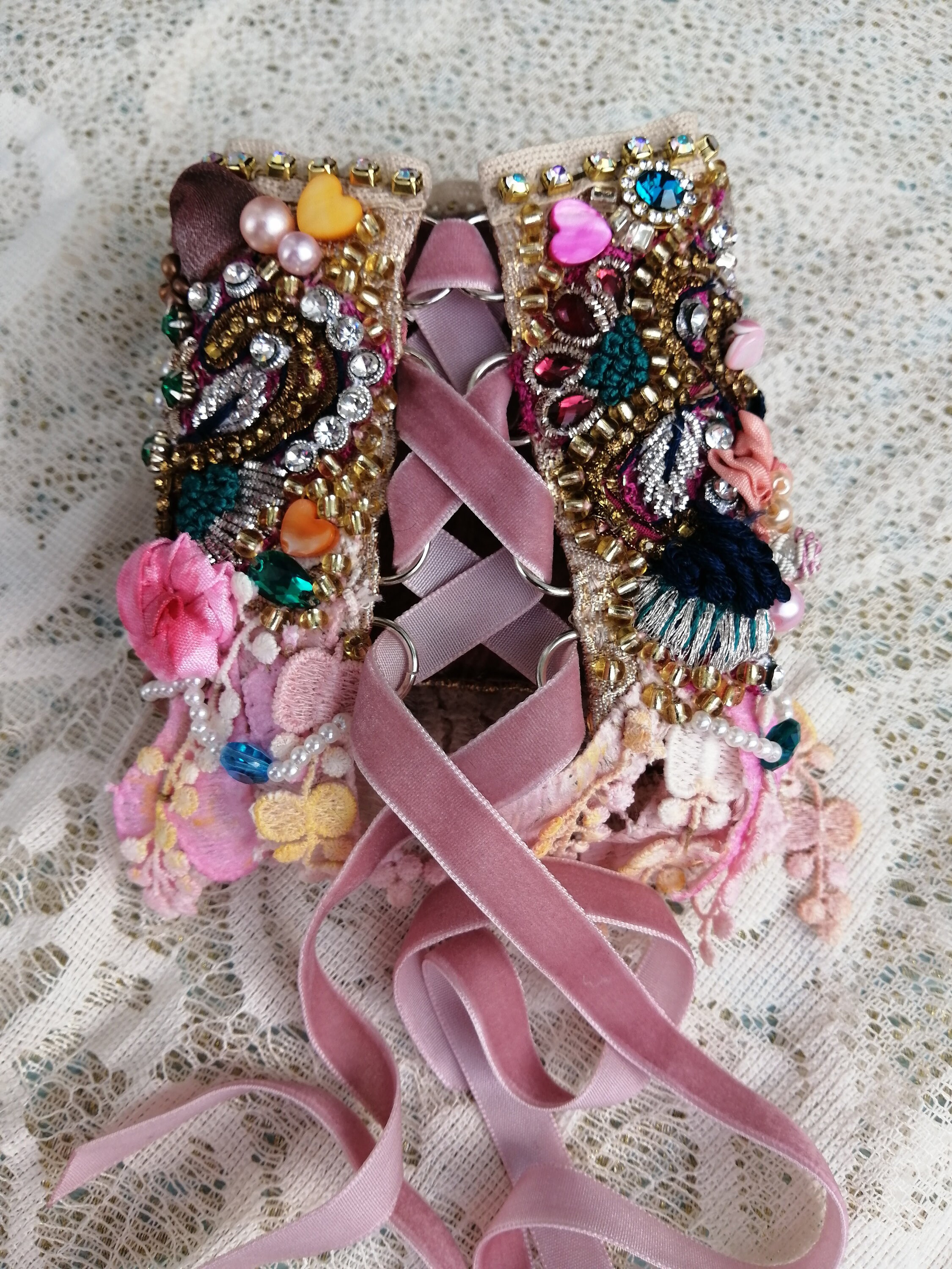 Boho Wrist Cuff, Embroidered Wrist Wrap, Wrist Cuff With Recycled ...