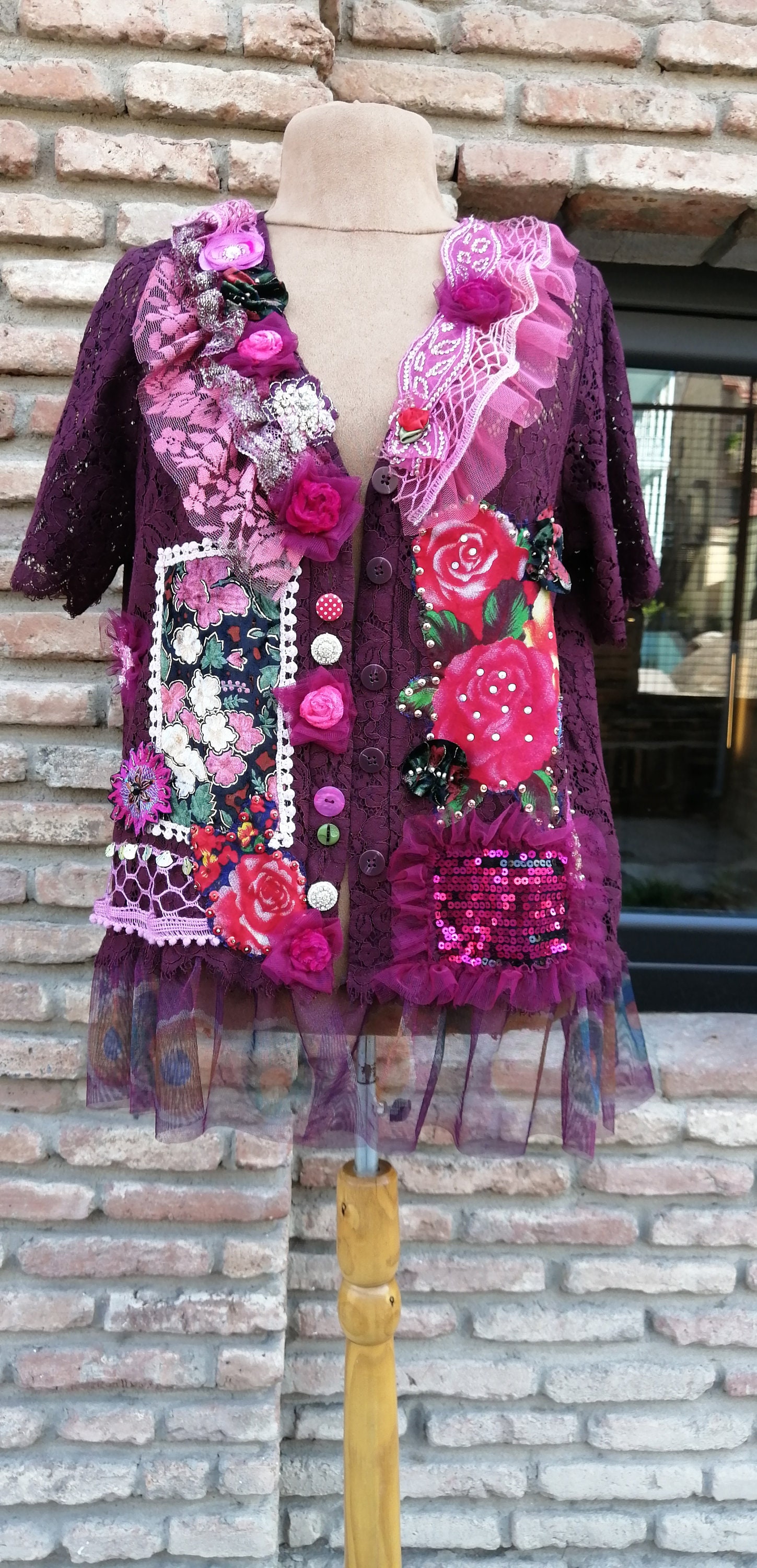 Beautiful Art to Wear Schabby Chic Lace Cardigan, Boho Jacket, Artsy ...
