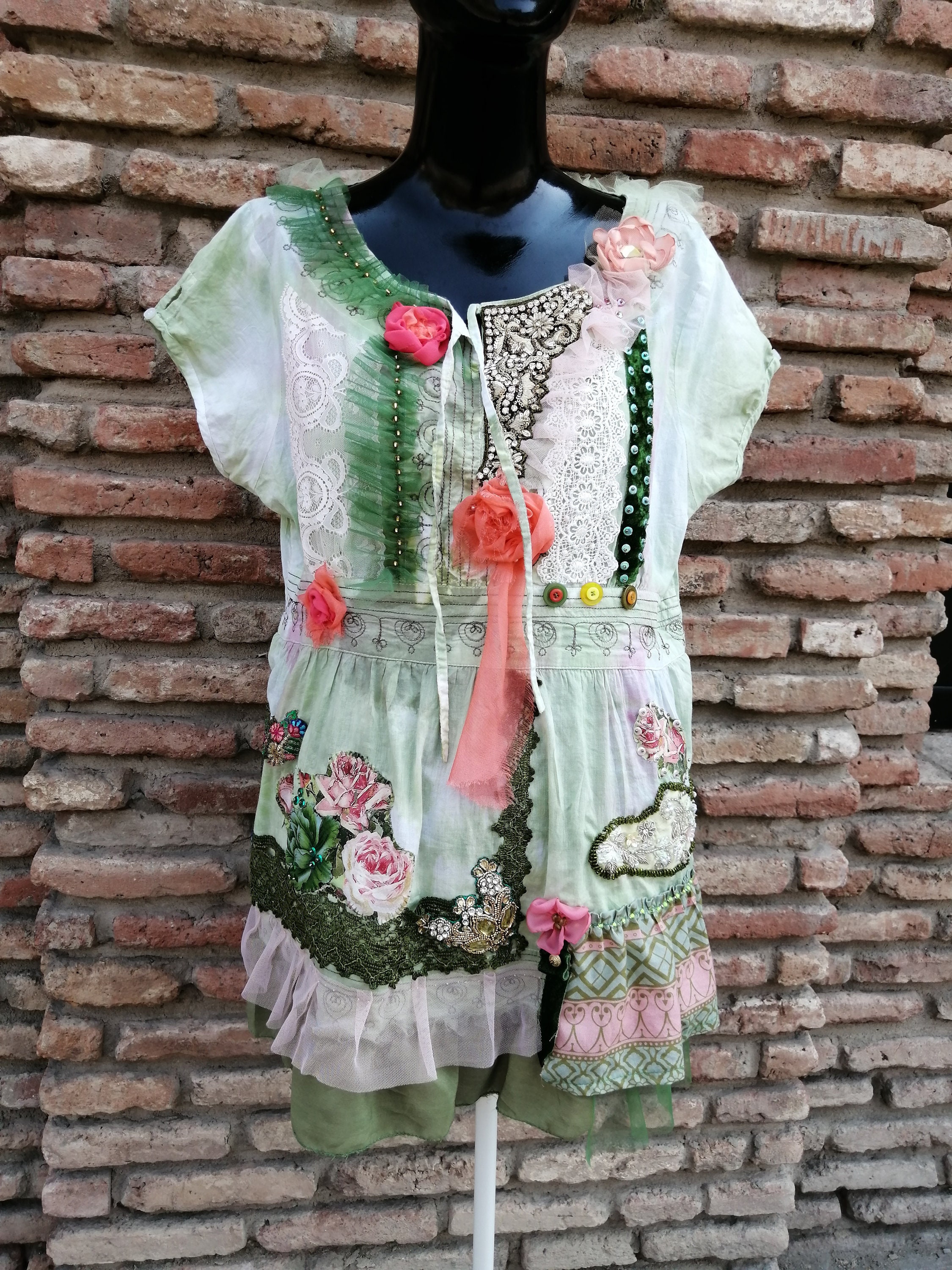 Artsy Boho Chic Top, Romantic Gypsy Top, Shabby Chic, Fancy Top ...