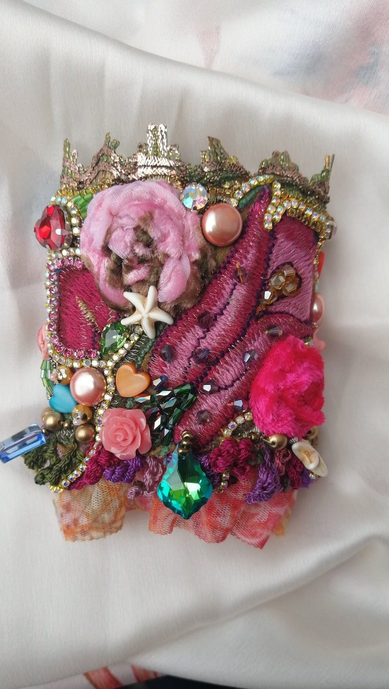 Boho Cuff, Artsy Boho Wrist Cuff, Embroidered Wrist Wrap, Recycled ...