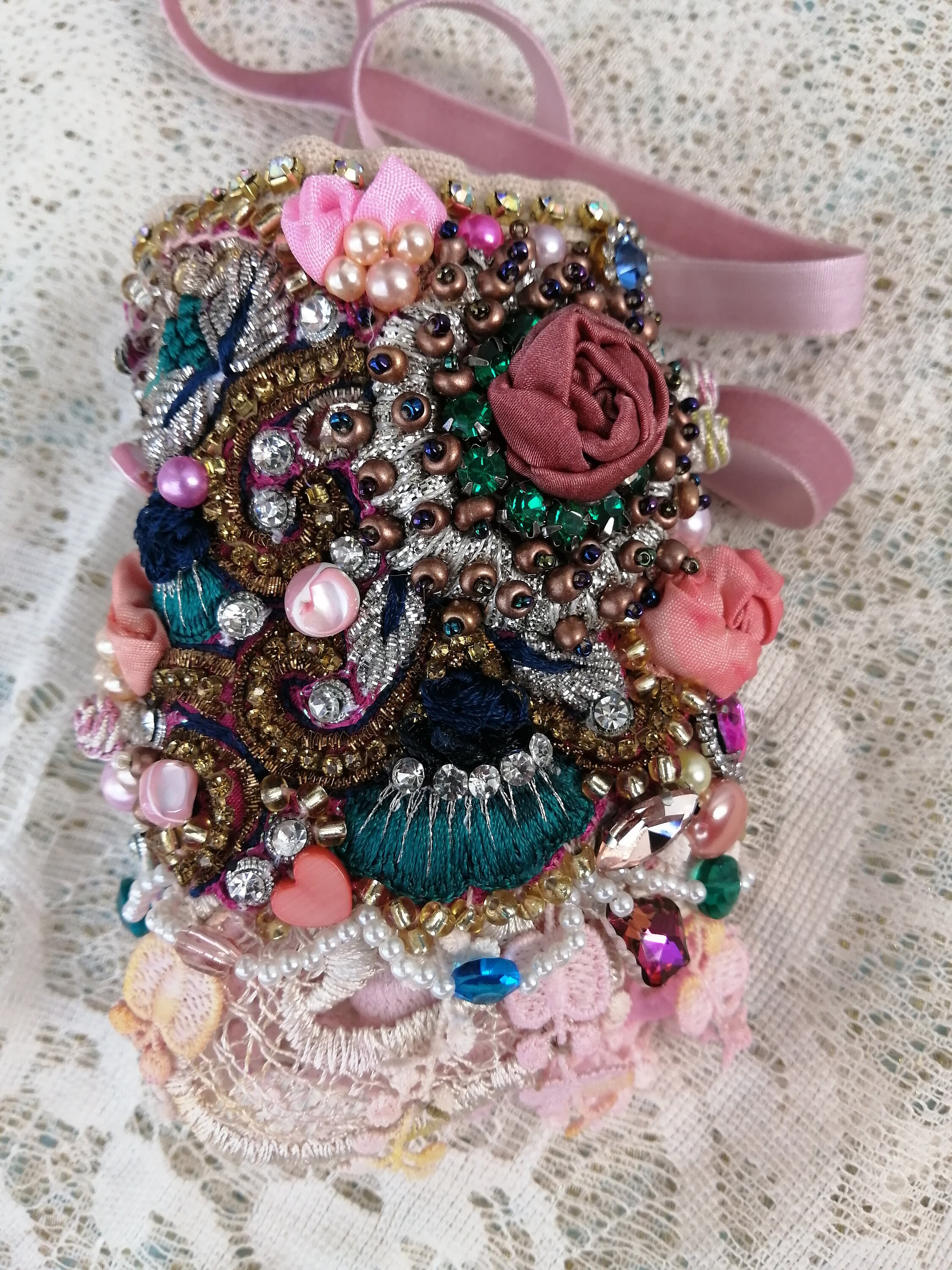 Boho Wrist Cuff, Embroidered Wrist Wrap, Wrist Cuff With Recycled ...