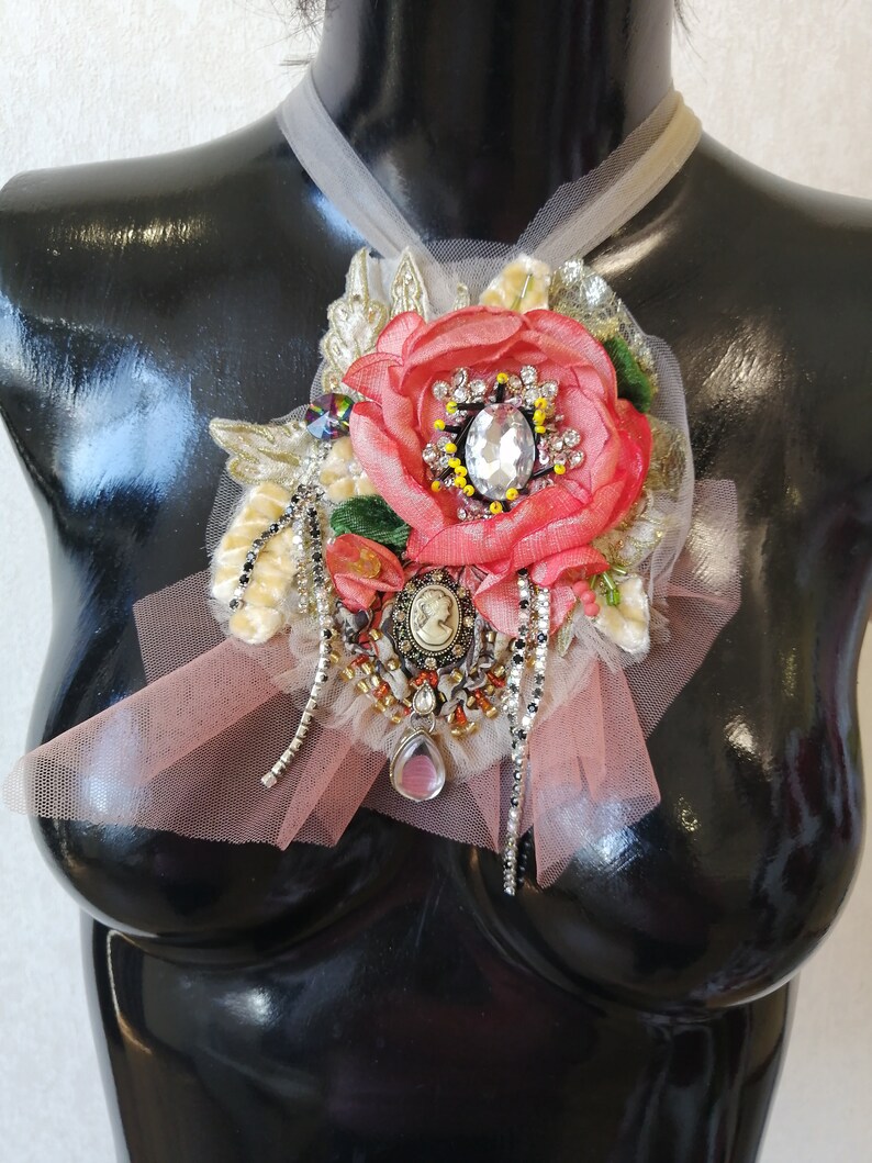 Boho Chic Festive Brooch/pendant scent of Spring, Artsy Textile Brooch ...