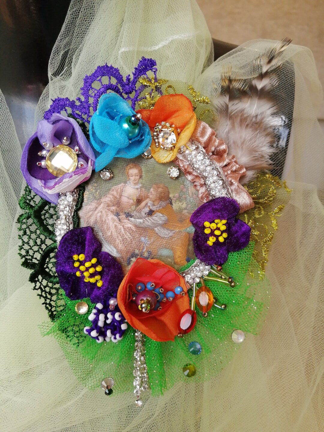 Romantic Oversize Brooch or Pendant Necklace lovers, Bohemian Brooch ...