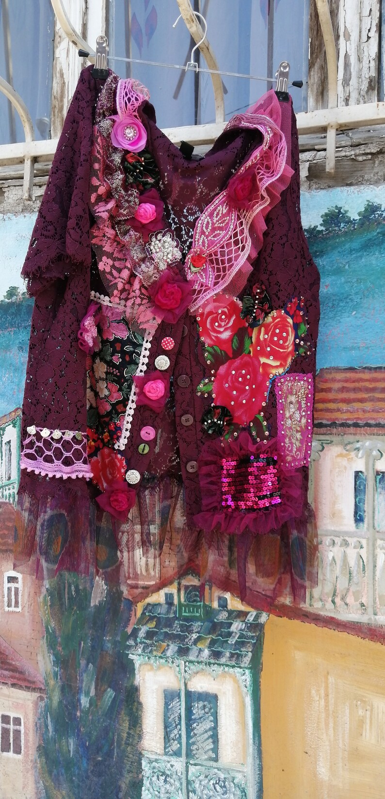 Beautiful Art to Wear Schabby Chic Lace Cardigan, Boho Jacket, Artsy ...