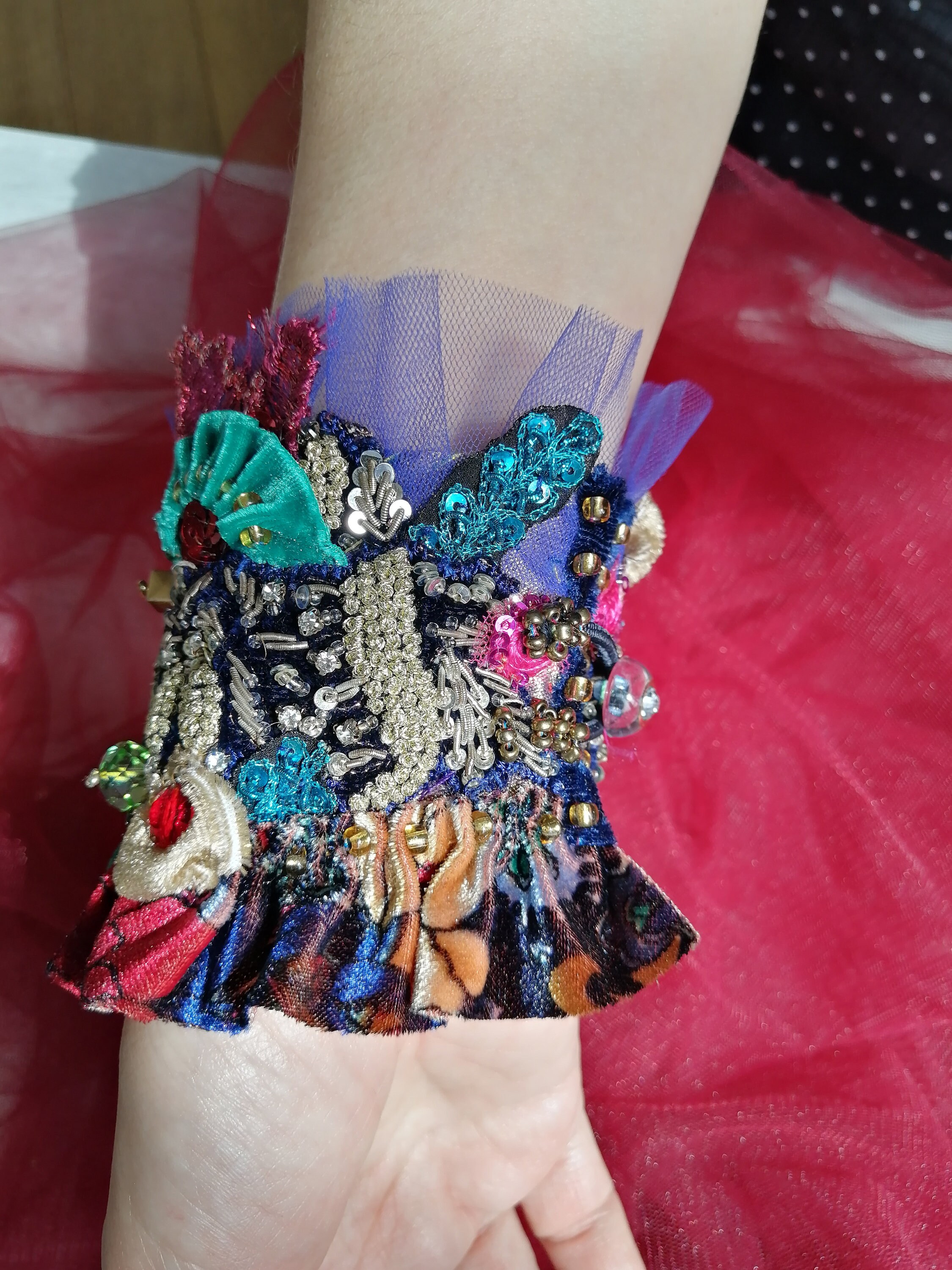 Boho Chic Wrist Cuff With Vintage Textiles Embroidery Beaded - Etsy