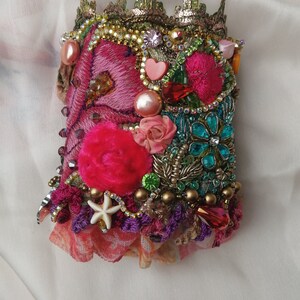 Boho Cuff, Artsy Boho Wrist Cuff, Embroidered Wrist Wrap, Recycled ...