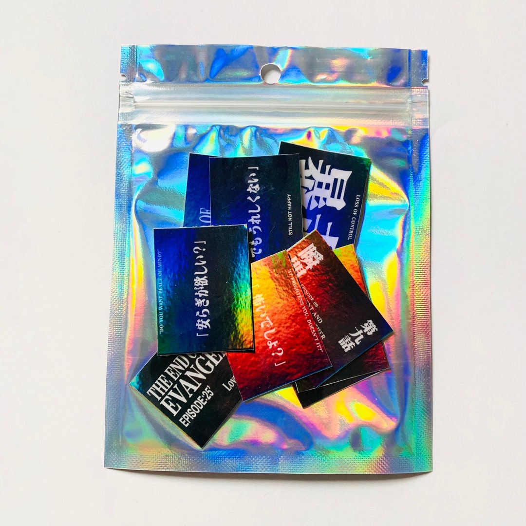 TINY HOLOGRAPHIC Anime Text Stickers Set - Etsy