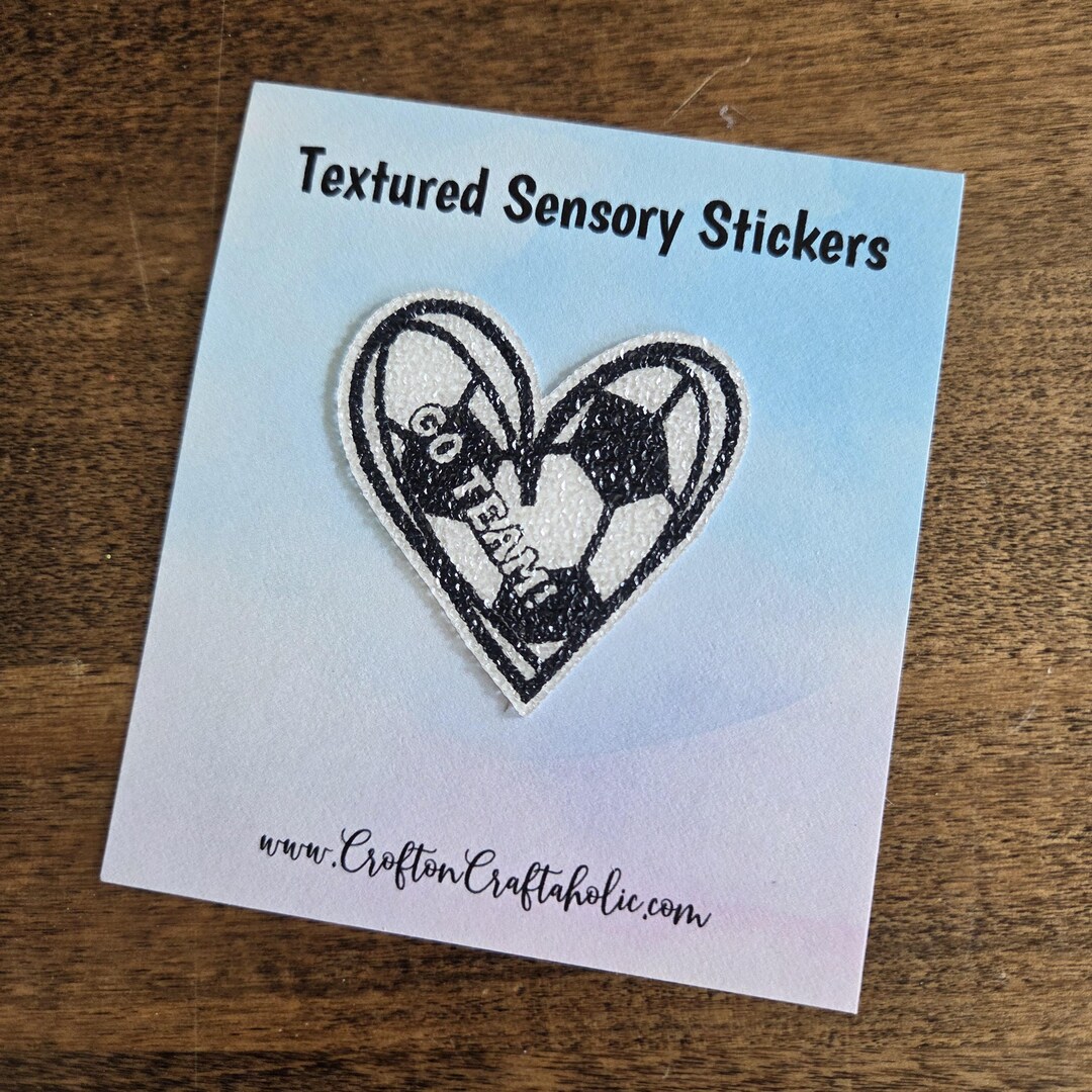 Heart Soccer Ball Textured Sensory Sticker, Tactile Fidget, Fidget for ...