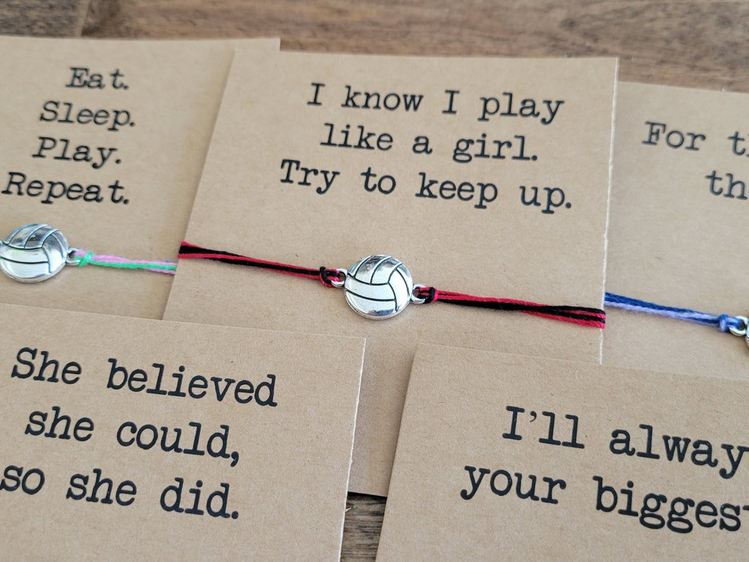 Volleyball String Bracelet and Gift Card - Adjustable Charm Bracelet or ...