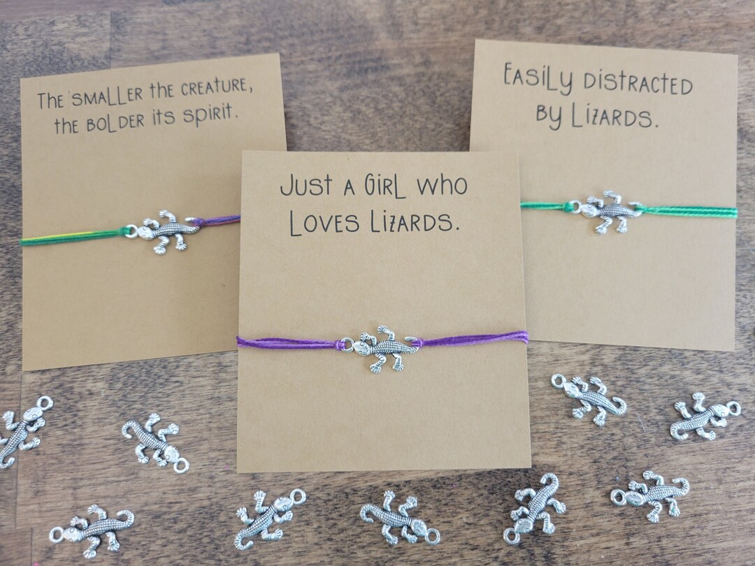 Lizard String Bracelet and Gift Card - Adjustable Bracelet or Anklet ...