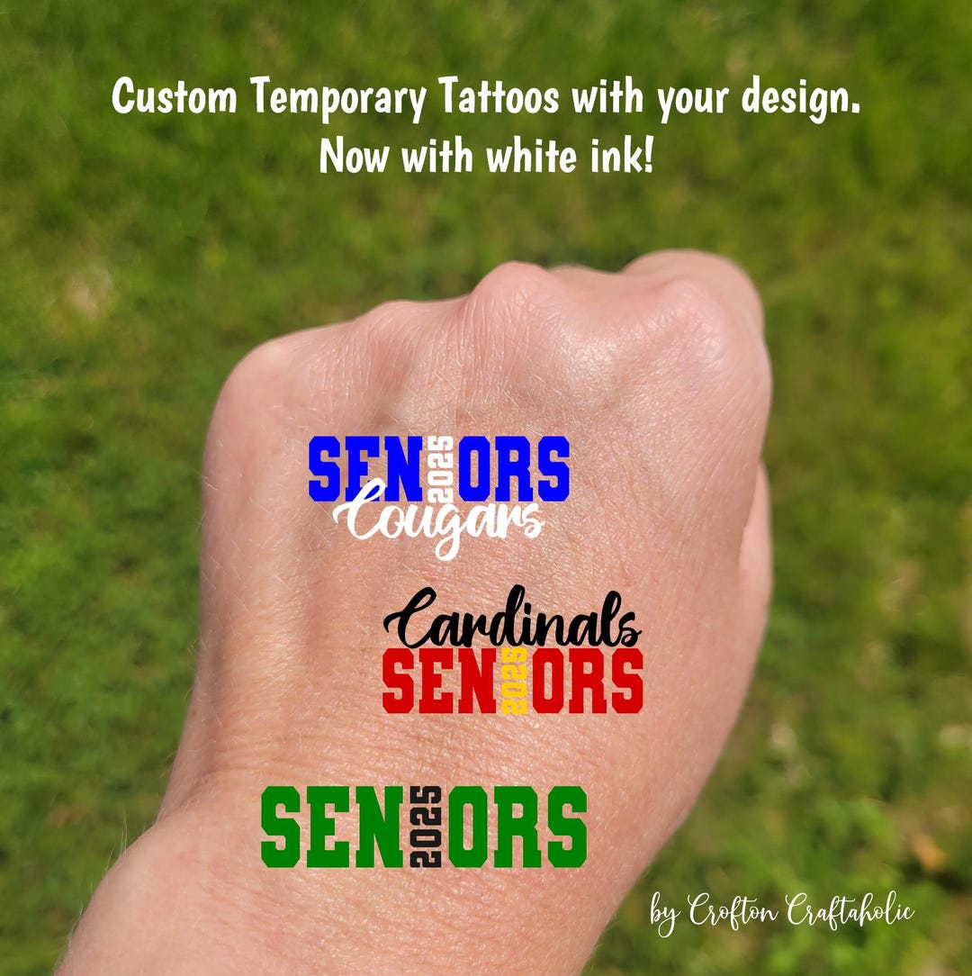 Custom Temporary Tattoos for Senior Night - Team Spirit, School Colors ...