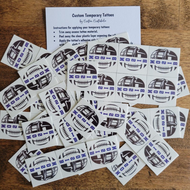 Custom Temporary Tattoos for Football Games - Tattoos With Helmet and ...