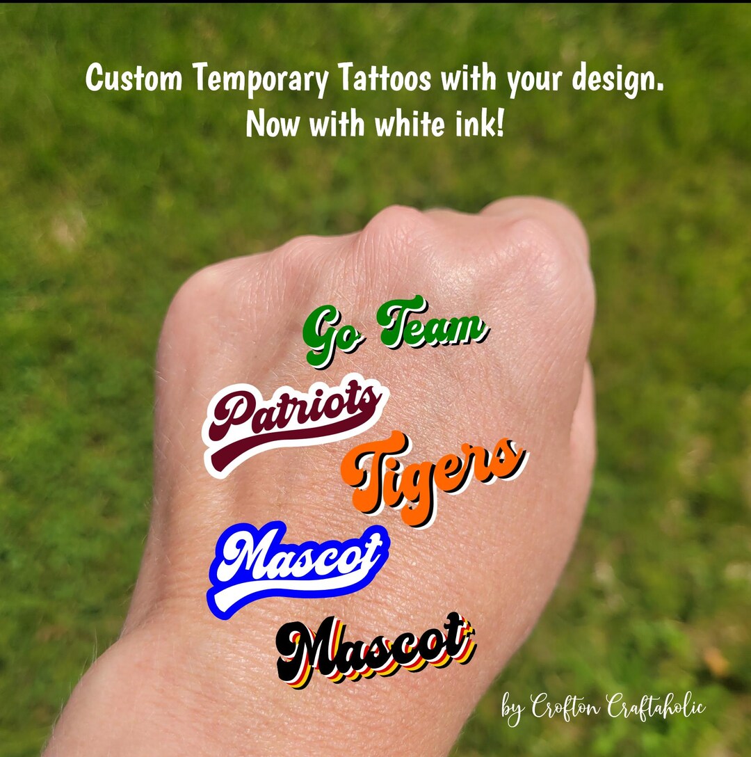 Custom Temporary Tattoos for Football Games - Custom Retro Text for ...