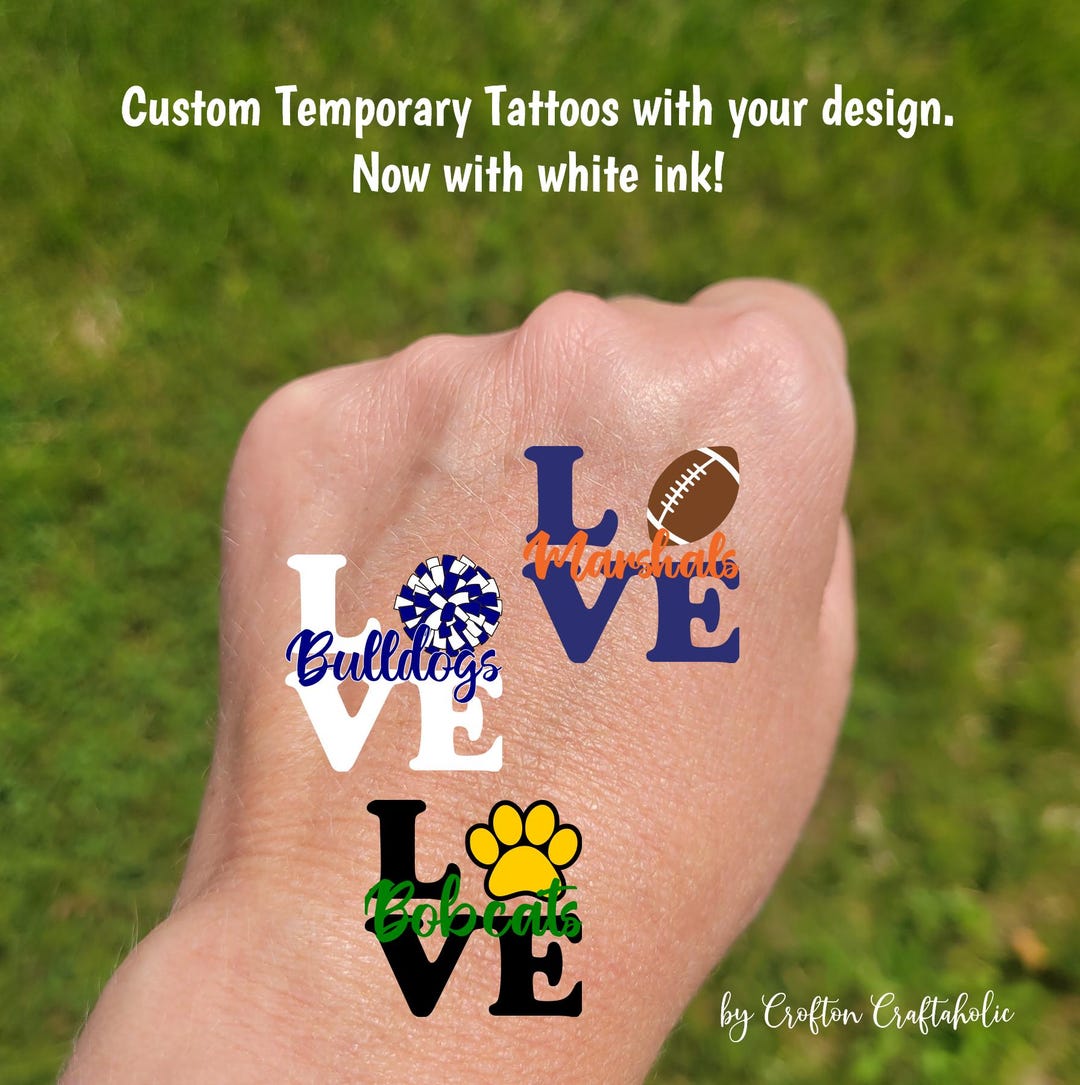 Custom Temporary Tattoos for Football Games - LOVE Team, Cheerleader ...