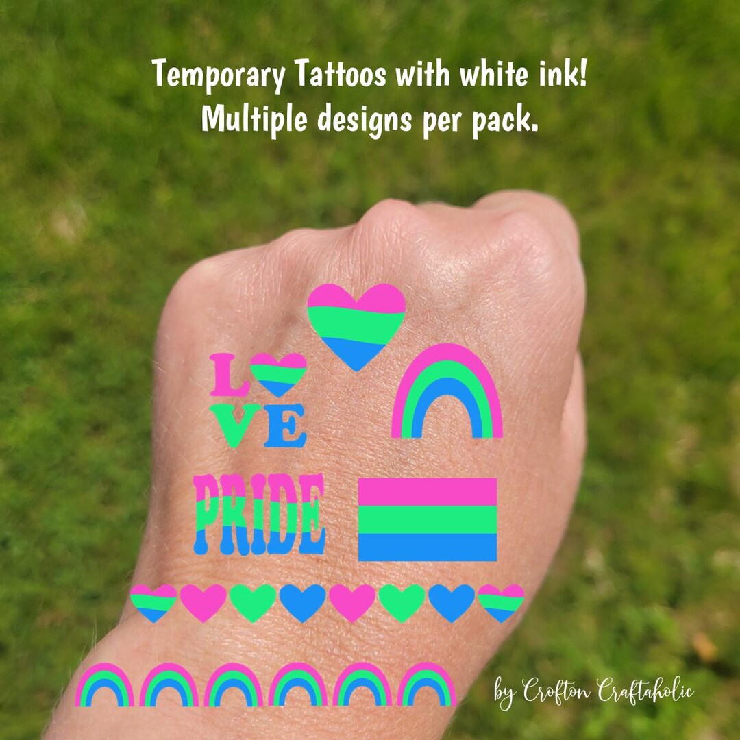 Temporary Tattoos for Pride Parades and Events - Polysexual Pride Temporary Tattoos, LGBTQ+ Ally ...