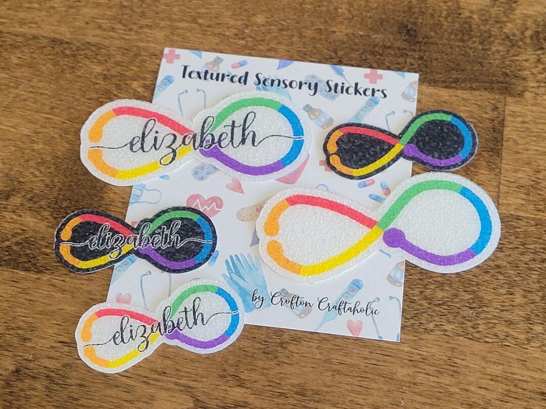 Rainbow Infinity Stethoscope Textured Sensory Sticker, Tactile Fidget ...
