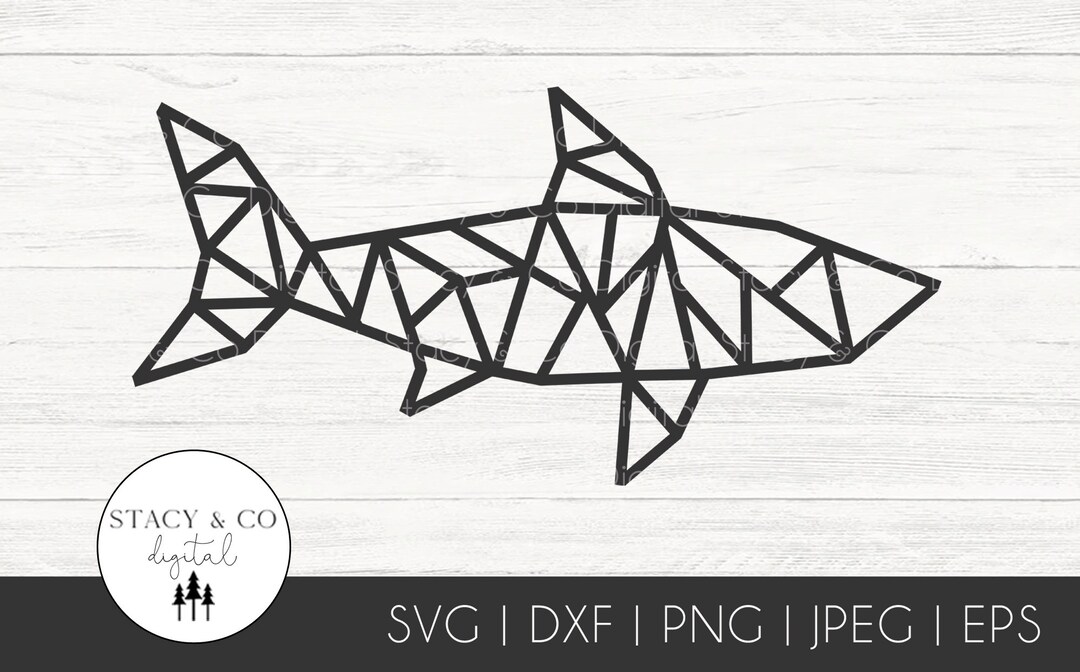Geometric Shark SVG Clipart for Cricut, Silhouette, Glowforge, Shark ...