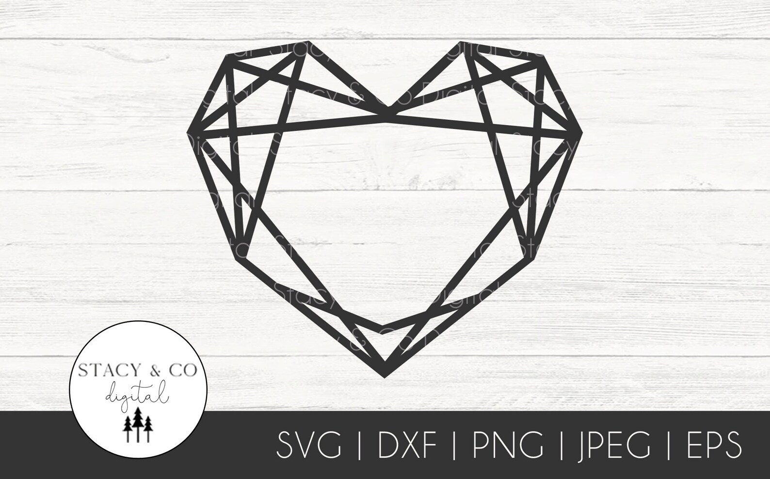 Geometric Heart SVG Clipart for Cricut, Silhouette, Glowforge, Heart ...