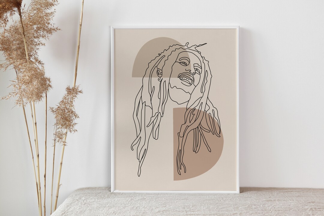 Bob Marley Digital Download, Art Print, Musician Portrait, One Line ...