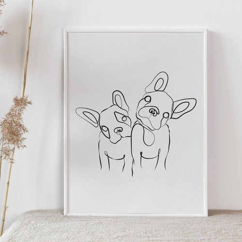French Bulldog Art Print Frenchie Drawing One Line Pet | Etsy