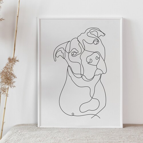 Pitbull DIGITAL Print Line Drawing One Line Pet Pitbull Dog - Etsy