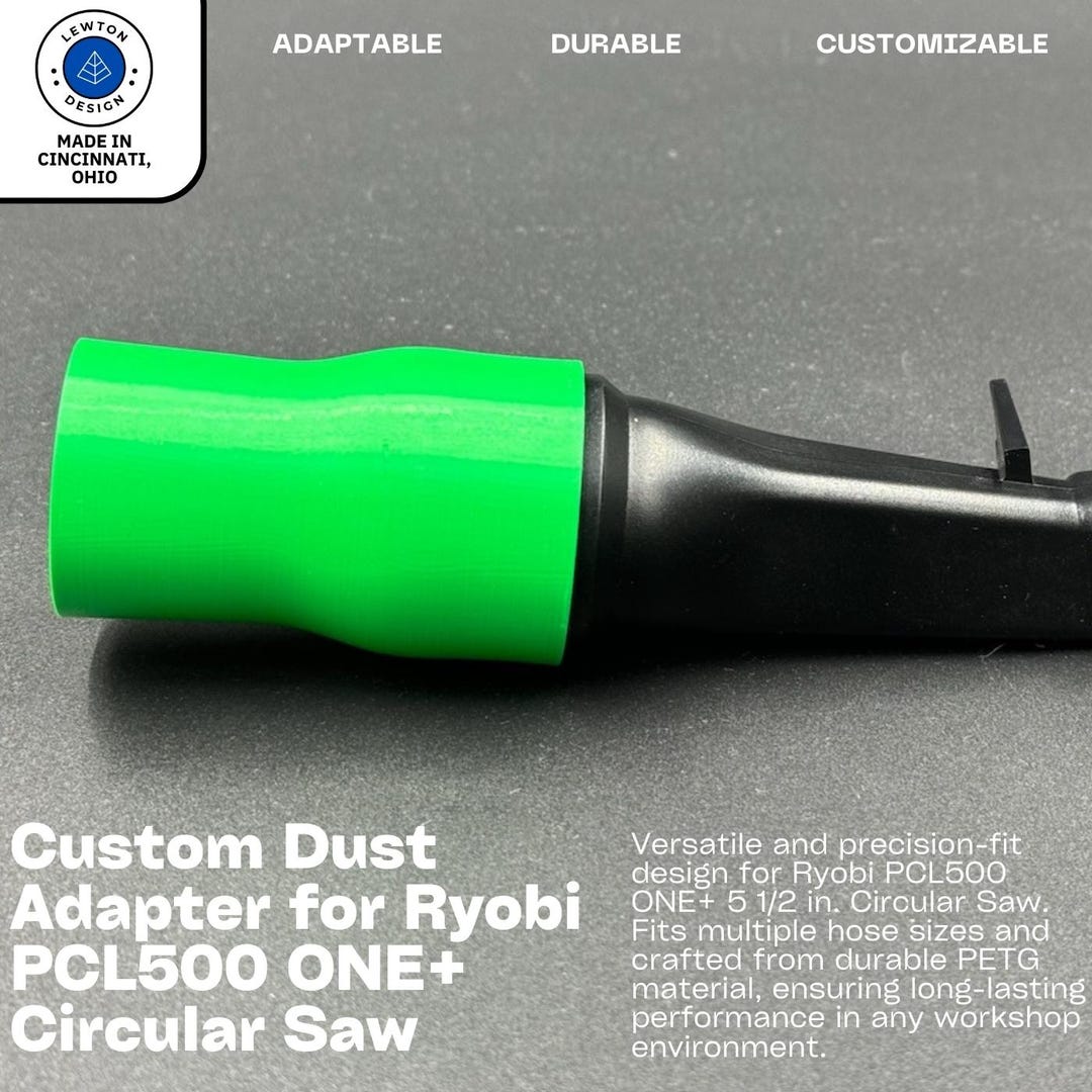 Custom One-piece Dust Adapter for Ryobi PCL500 ONE+ 5 1/2 In. Circular ...
