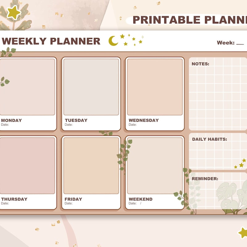 Printable Weekly Planner - Etsy