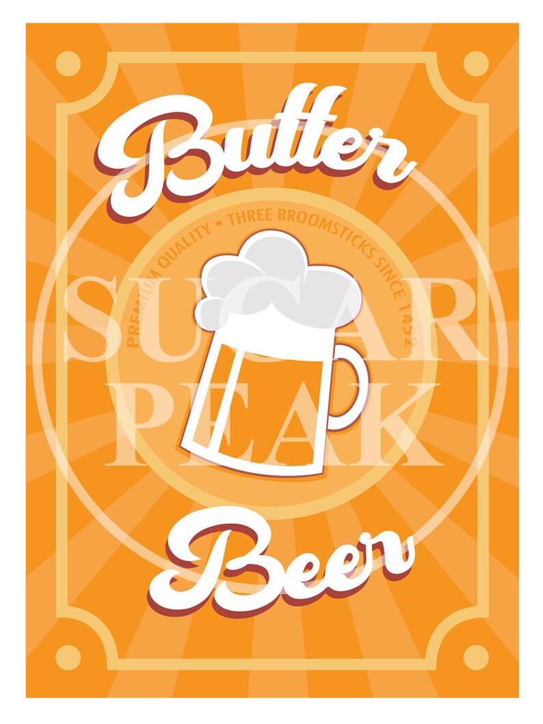 Butter Beer 50s Inspired Retro Printable Poster Halloween - Etsy