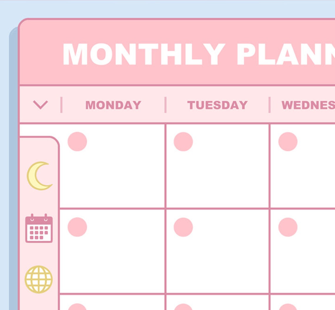 Printable Pastel Monthly Planner | Undated Digital Planner | Cute ...