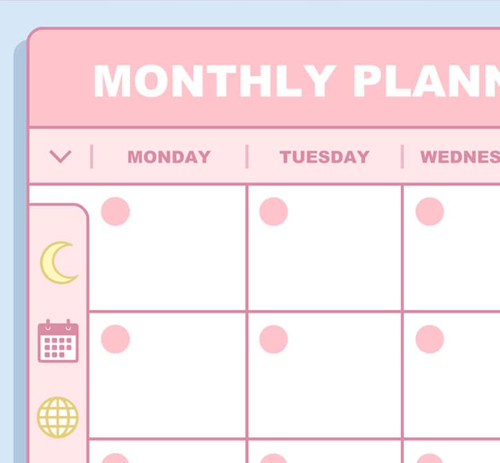 Printable Pastel Monthly Planner | Undated Digital Planner | Cute ...