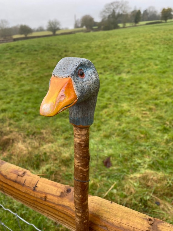 Hand Carved in Lime Greylag Goose Head Country Walking Stick | Etsy