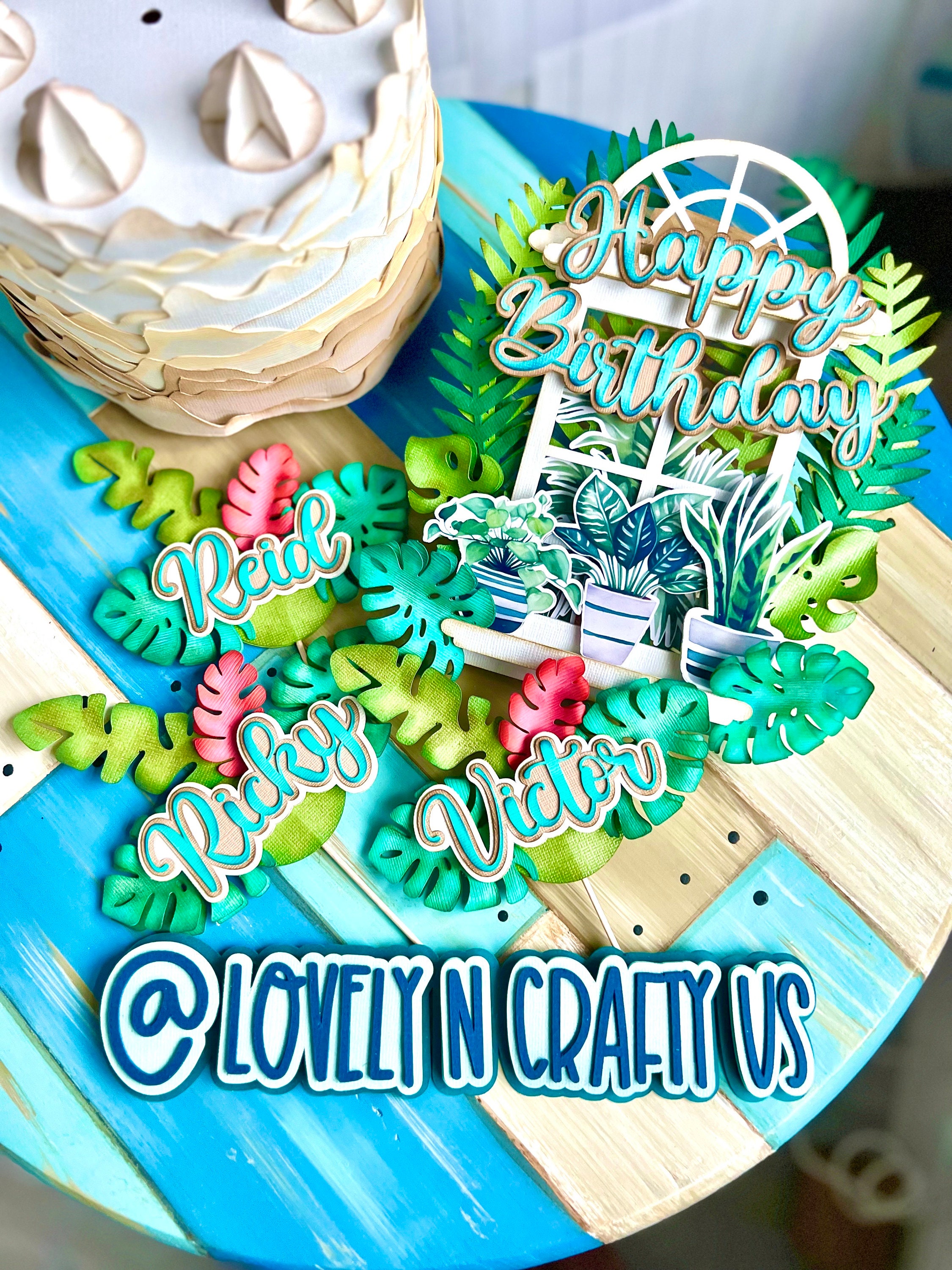 3D Greenery Leafy Cake Topper Botanical Cake Topper Tropical - Etsy