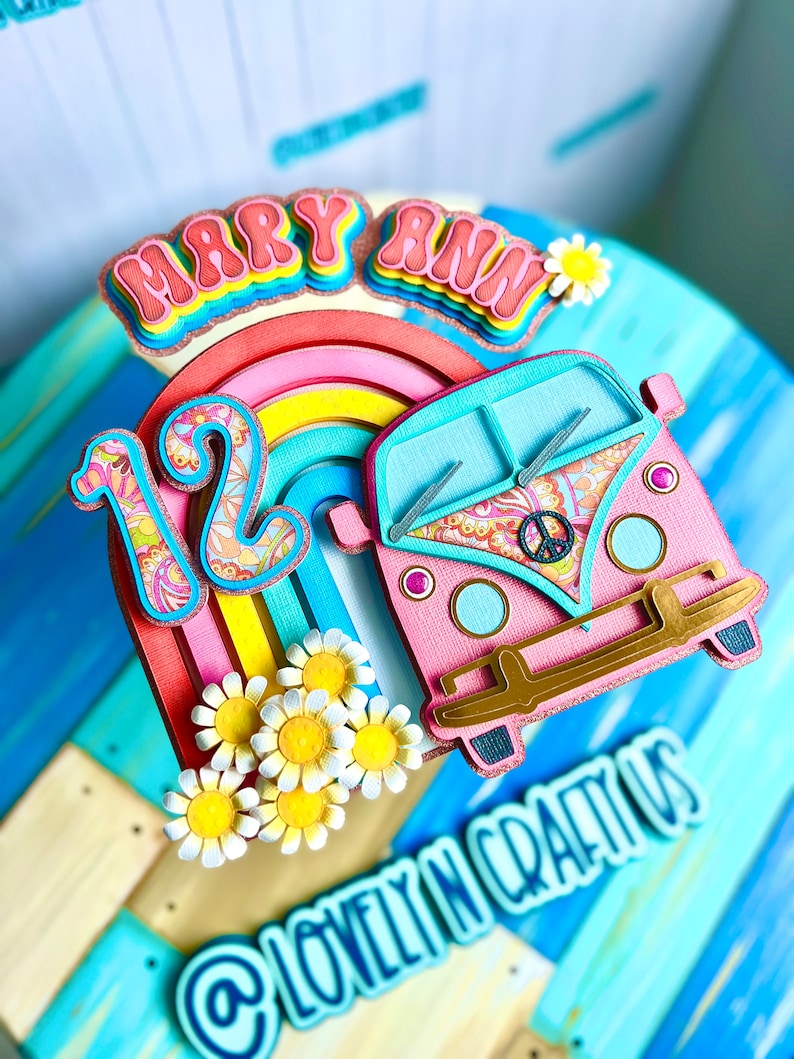 Groovy 70's Van Cake Topper, Peace and Love Party Centerpiece - Etsy